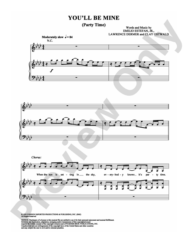 You'll Be Mine (Party Time): Piano/Vocal/Chords: Gloria Estefan ...