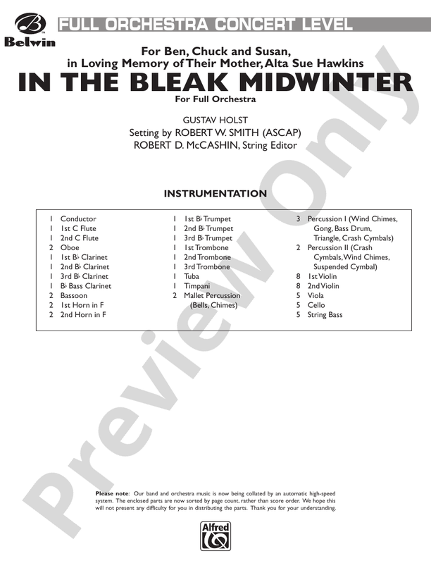 In the Bleak Midwinter: Score: Full Orchestra Score - Digital Sheet ...
