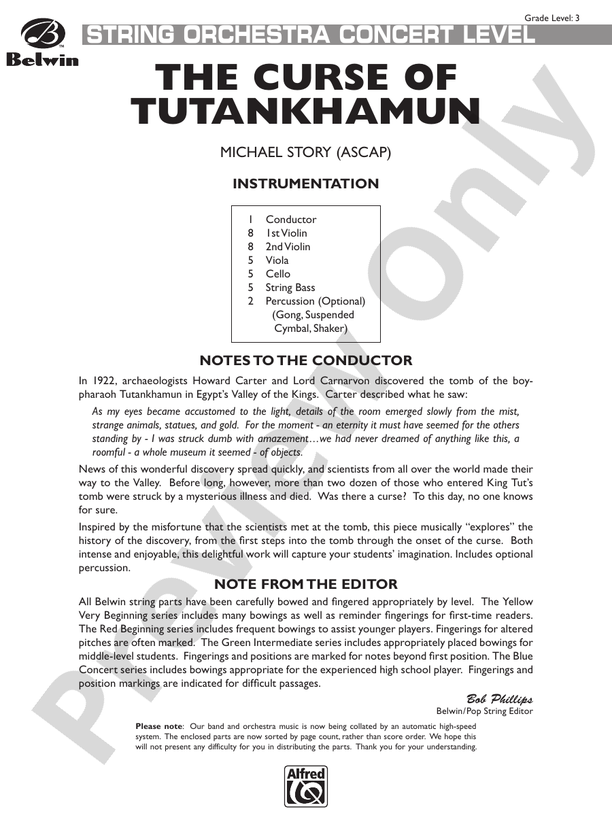 The Curse of Tutankhamun: Score: String Orchestra Score - Digital Sheet ...