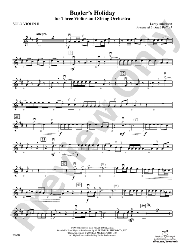 Bugler's Holiday for Three Violins and String Orchestra: Solo 2nd Violin: Solo 2nd Violin Part ...