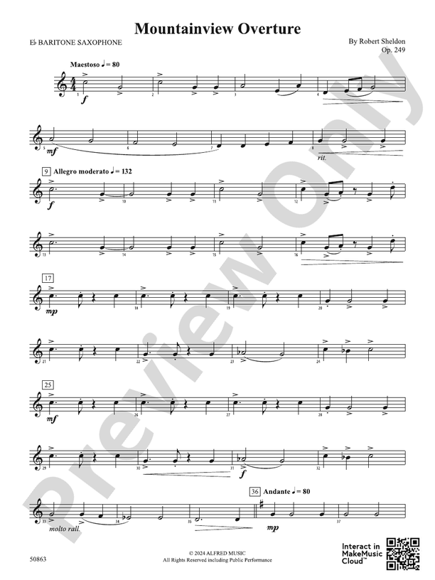 Mountainview Overture: E-flat Baritone Saxophone: E-flat Baritone Saxophone Part - Digital Sheet ...