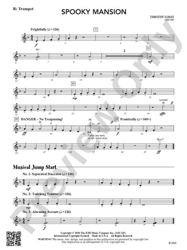 Spooky Mansion: B-flat Trumpet: B-flat Trumpet Part: Timothy Loest ...