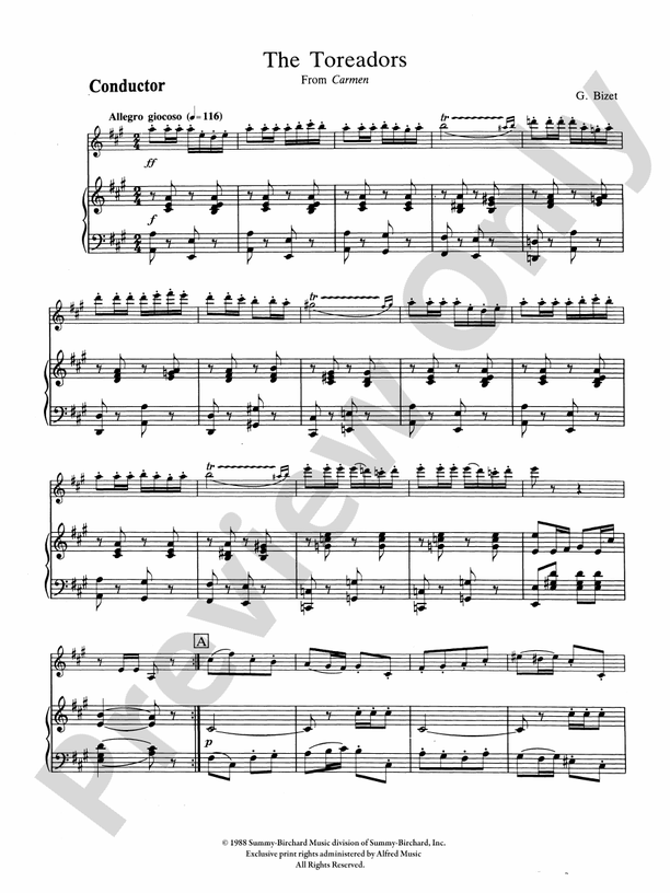 The Toreadors from Carmen: Violin with Piano (Viola, Cello, Bass ...