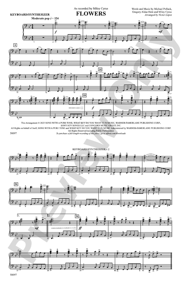 Flowers: Piano Accompaniment: Piano Accompaniment Part - Digital Sheet ...