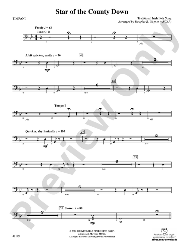 Star of the County Down: Timpani: Timpani Part - Digital Sheet Music ...