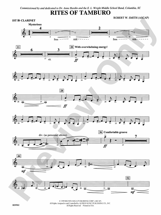 Rites of Tamburo: 1st B-flat Clarinet: 1st B-flat Clarinet Part ...