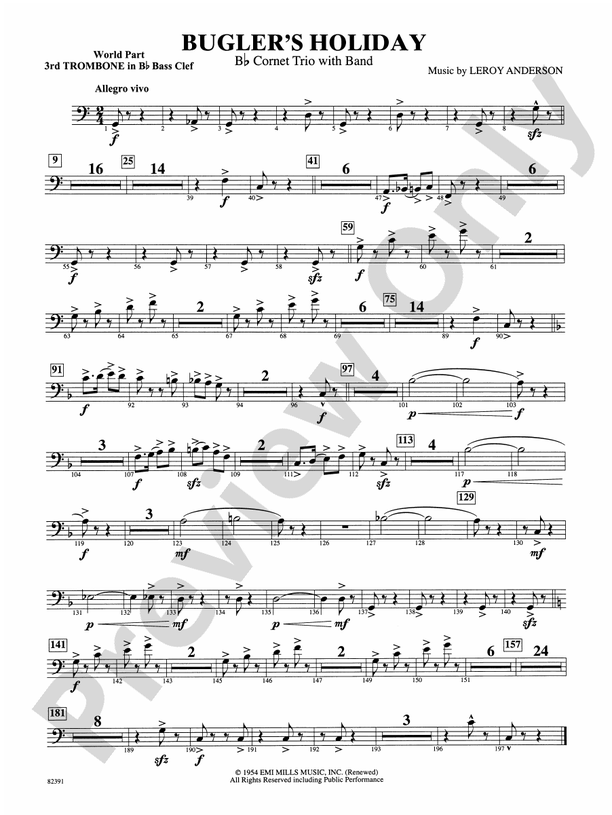 Bugler's Holiday (with Cornet Trio): WP 3rd B-flat Trombone B.C.: WP 3rd B-flat Trombone B.C ...