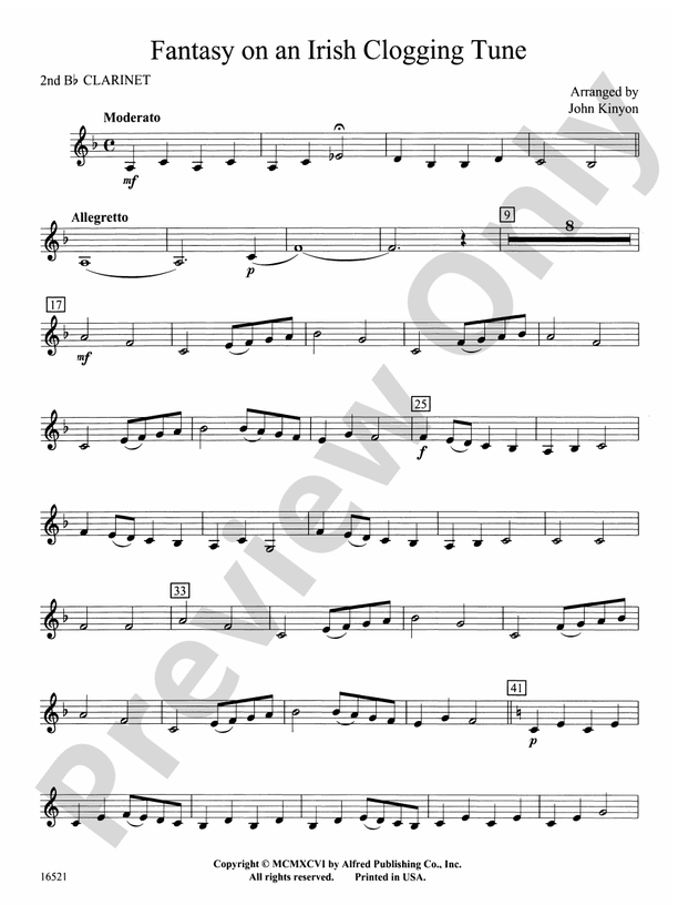 Fantasy on an Irish Clogging Tune: 2nd B-flat Clarinet: 2nd B-flat ...