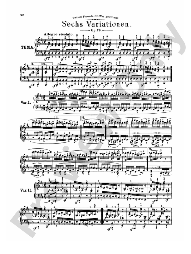 Beethoven: Variations (Volume I): 3. 6 Variations, Op. 76, D Major Part ...