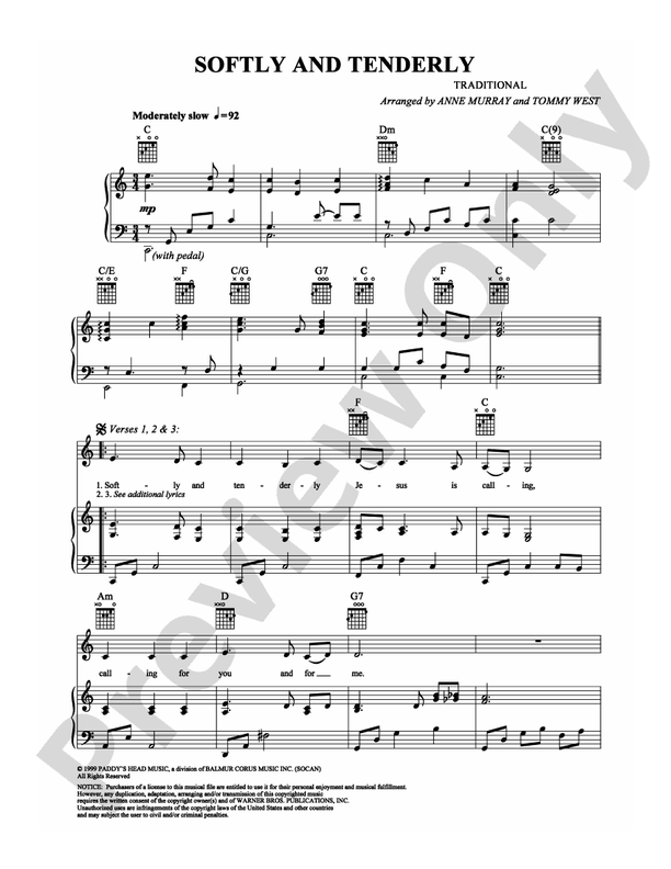 Softly and Tenderly: Piano/Vocal/Chords: Anne Murray - Digital Sheet ...