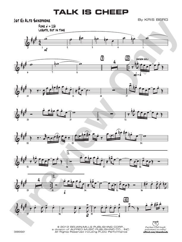 Talk Is Cheep: E-flat Alto Saxophone: E-flat Alto Saxophone Part - Digital Sheet Music Download