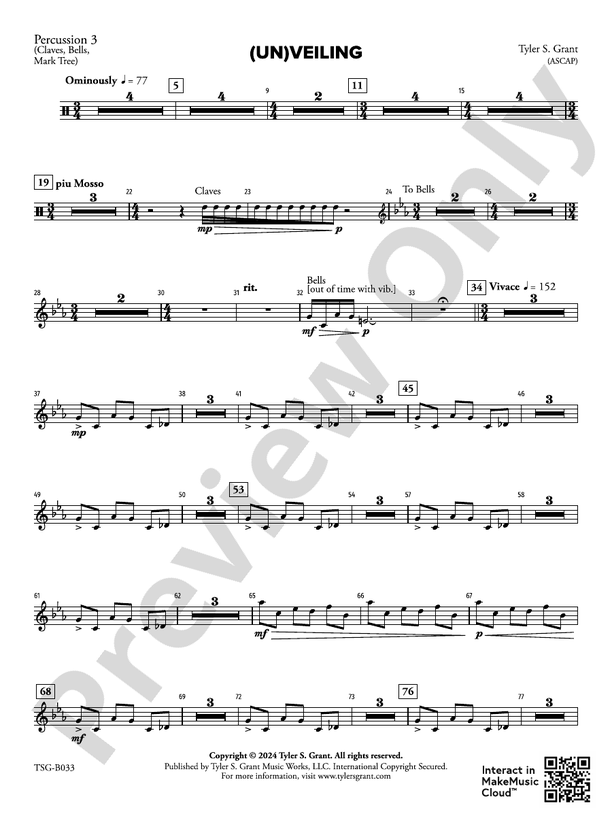 (Un)veiling: 3rd Percussion: 3rd Percussion Part: Tyler S. Grant ...