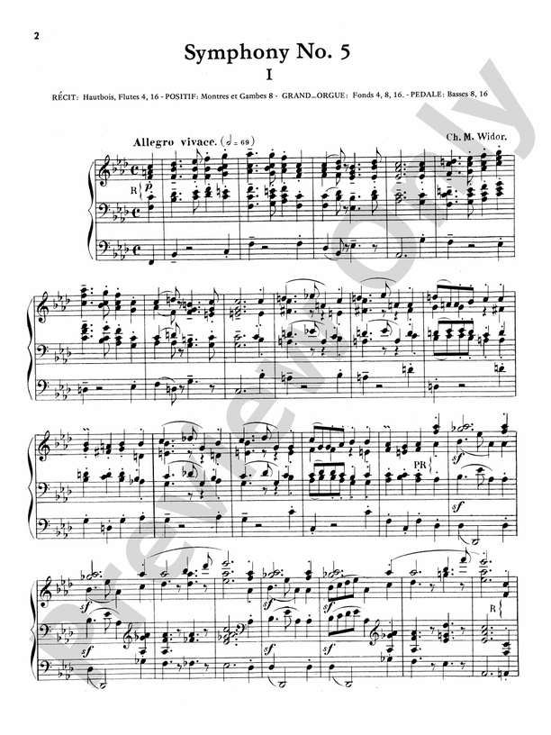 Widor: Symphony No. 5 in F, Op. 42: Organ Book: Charles-Marie Widor ...
