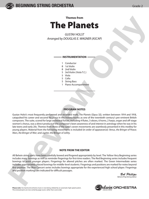 The Planets, Themes from: Score: String Orchestra Score - Digital Sheet ...