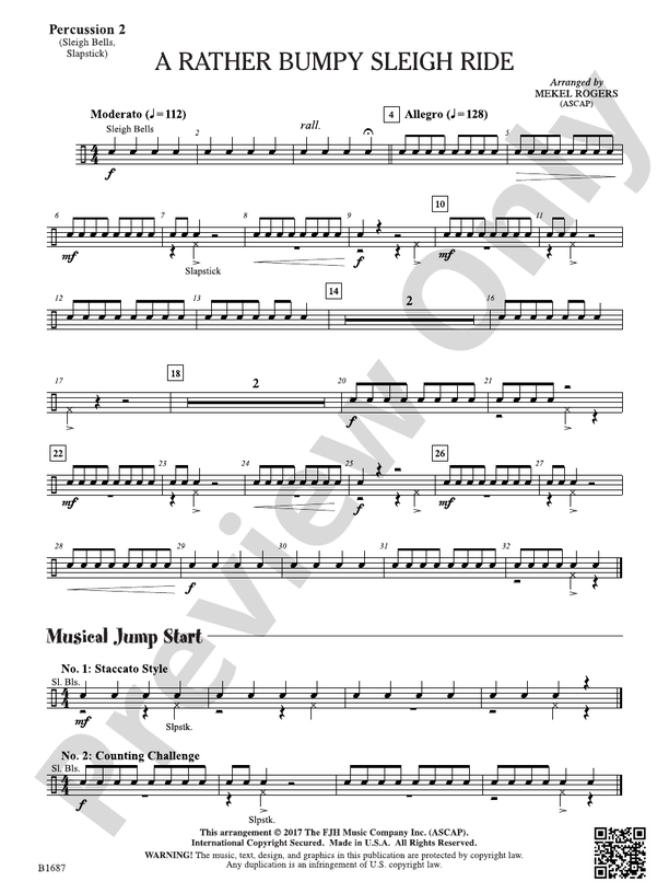 A Rather Bumpy Sleigh Ride: Percussion 2: Percussion 2 Part: Mekel Roger - Digital Sheet Music ...