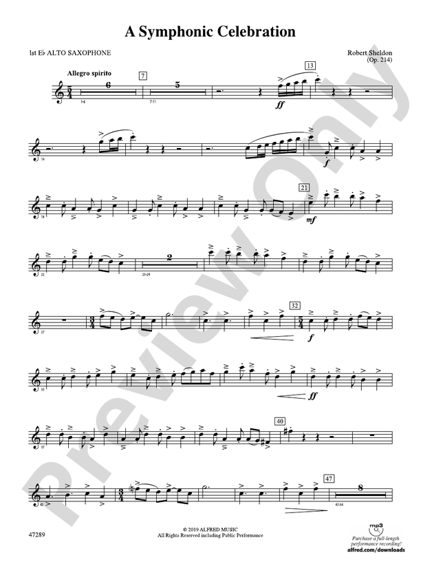 A Symphonic Celebration: E-flat Alto Saxophone: E-flat Alto Saxophone Part - Digital Sheet Music ...