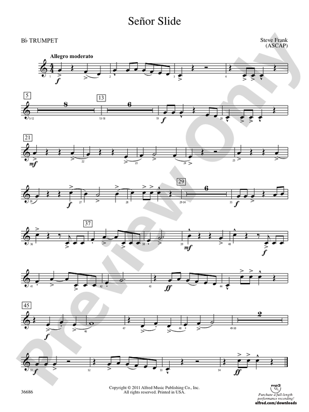 Señor Slide: 1st B-flat Trumpet: 1st B-flat Trumpet Part - Digital ...