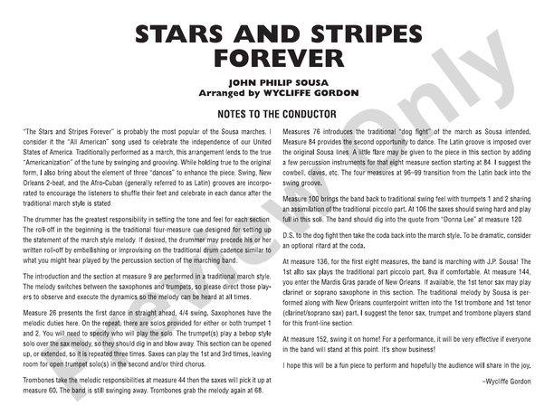 Stars and Stripes Forever: Jazz Ensemble Conductor Score & Parts: John ...