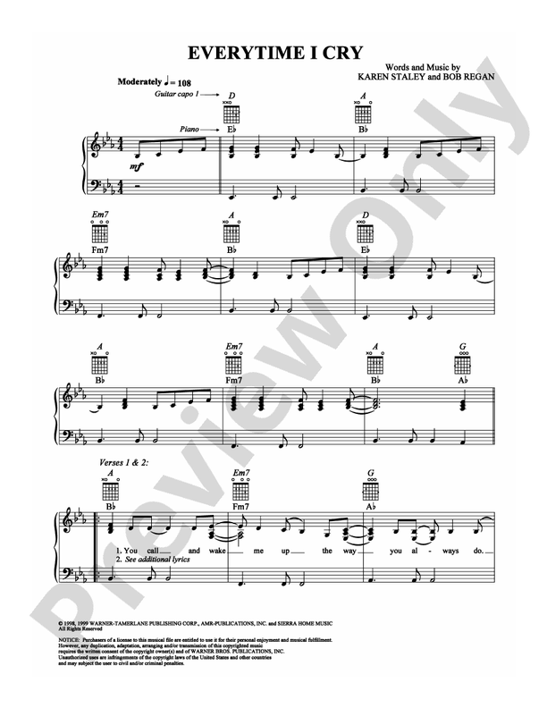 Everytime I Cry: Piano/Vocal/Chords: Terri Clark - Digital Sheet Music Download