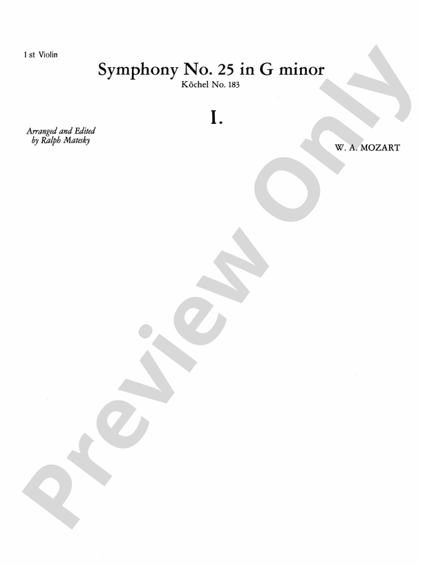 Mozart's Symphony No. 25 in G Minor, 1st & 2nd Movements: 1st Violin ...