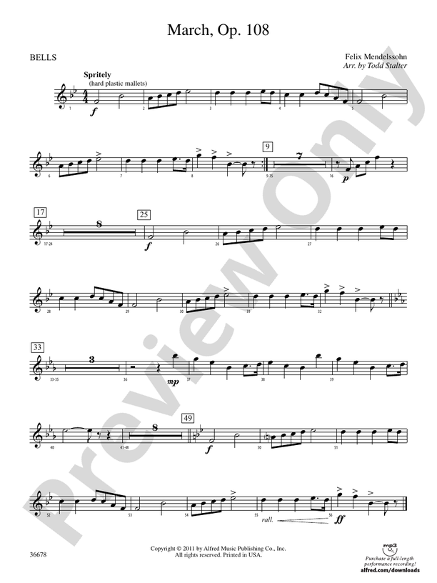 March, Op. 108: Bells: Bells Part - Digital Sheet Music Download