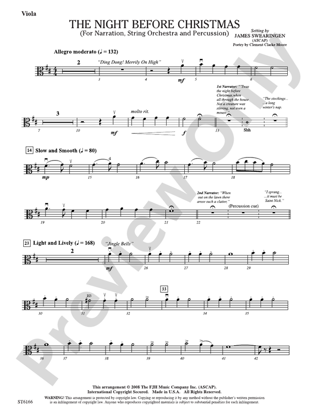 The Night Before Christmas (for Narration, String Orchestra, and ...