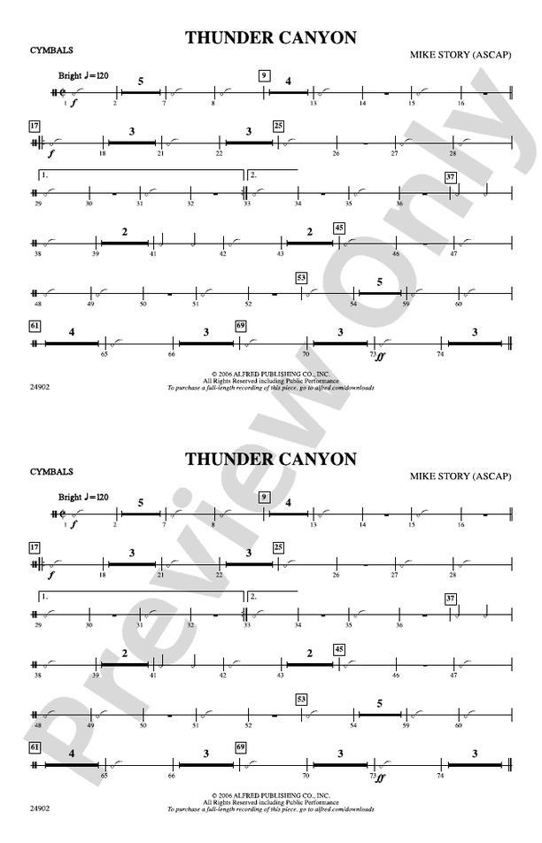 Thunder Canyon: Cymbals: Cymbals Part - Digital Sheet Music Download