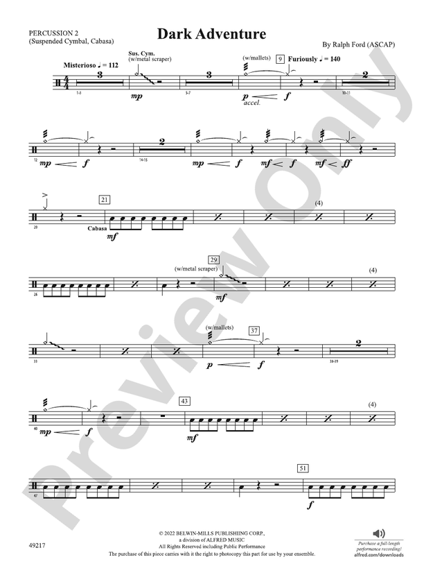 Dark Adventure: 2nd Percussion: 2nd Percussion Part - Digital Sheet ...