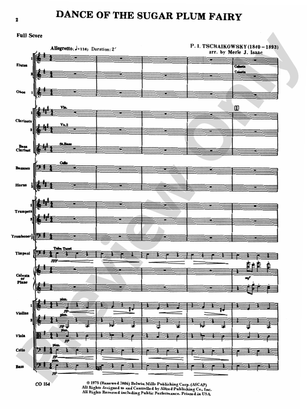 Nutcracker Ballet, Set I ("Dance of the Sugar Plum Fairy" and "Waltz of the Flowers"): Score ...