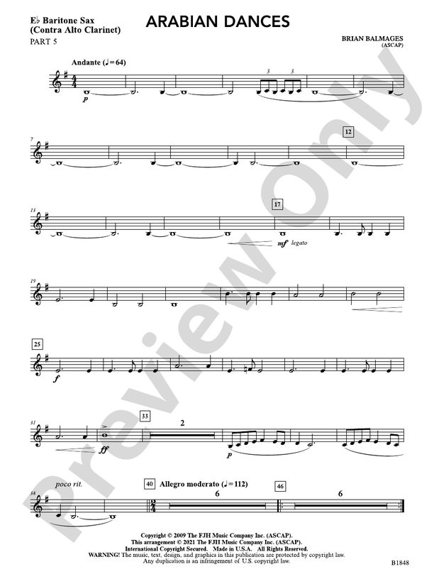 Arabian Dances: Part 5 - E-flat Baritone Sax (Contra Alto Clarinet ...