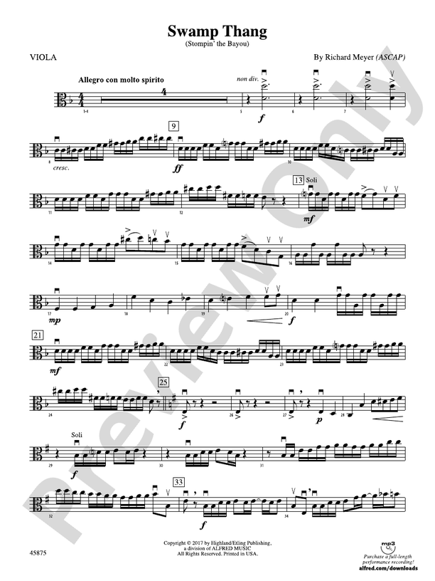 Swamp Thang: Viola: Viola Part - Digital Sheet Music Download