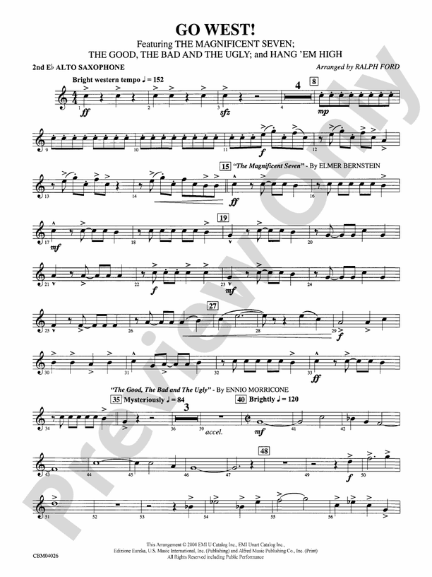 Go West!: 2nd E-flat Alto Saxophone: 2nd E-flat Alto Saxophone Part - Digital Sheet Music Download