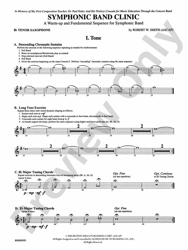 Symphonic Band Clinic: B-flat Tenor Saxophone: B-flat Tenor Saxophone ...