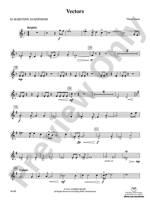 Vectors: E-flat Baritone Saxophone: E-flat Baritone Saxophone Part ...