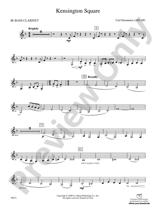 Kensington Square: B-flat Bass Clarinet: B-flat Bass Clarinet Part ...