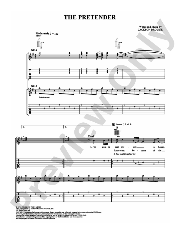 The Pretender: Easy Guitar: Jackson Browne - Digital Sheet Music Download
