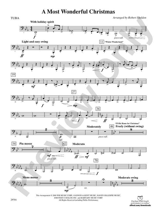 A Most Wonderful Christmas: Tuba: Tuba Part - Digital Sheet Music Download