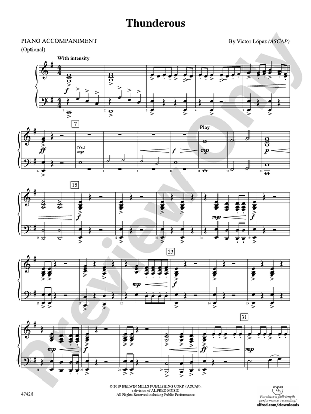 Thunderous: Piano Accompaniment: Piano Accompaniment Part - Digital ...