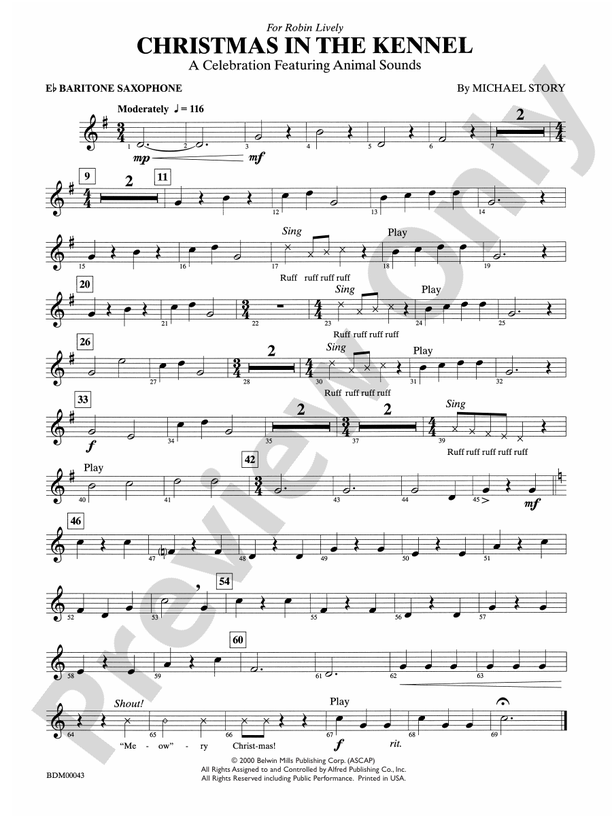 Christmas in the Kennel: E-flat Baritone Saxophone: E-flat Baritone Saxophone Part - Digital ...