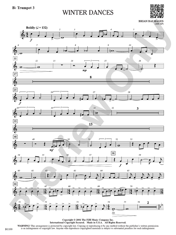 Winter Dances: B-flat Trumpet 3: B-flat Trumpet 3 Part: Brian Balmages - Digital Sheet Music ...