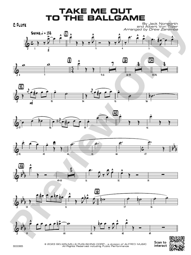 Take Me Out to the Ballgame: Flute: Flute Part - Digital Sheet Music ...