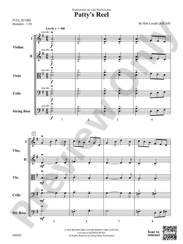 Patty's Reel: String Orchestra Conductor Score & Parts: Bob Cerulli ...