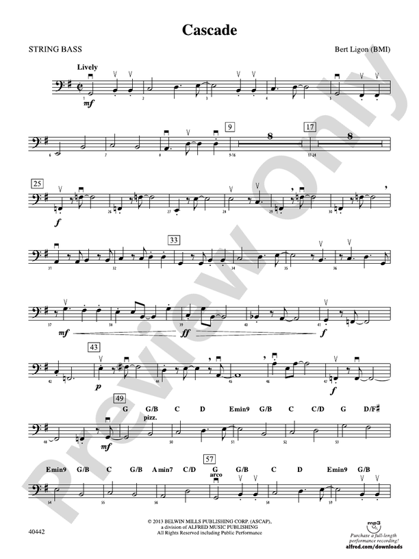 Cascade: String Bass: String Bass Part - Digital Sheet Music Download