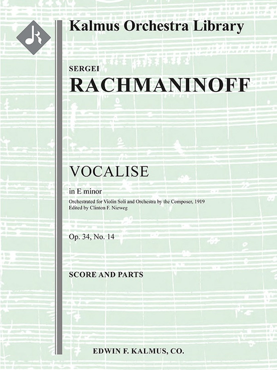 Vocalise, Op. 34, No. 14 in E minor [composer 1919's transcription ...
