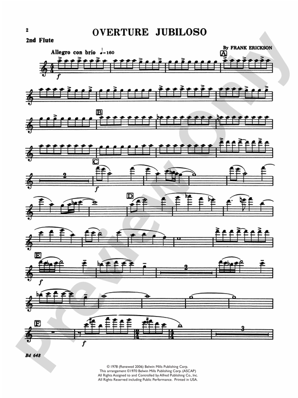 Overture Jubiloso: 2nd Flute: 2nd Flute Part - Digital Sheet Music Download