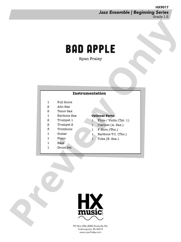 Bad Apple: Score: Jazz Ensemble Score: Ryan Fraley - Digital Sheet ...