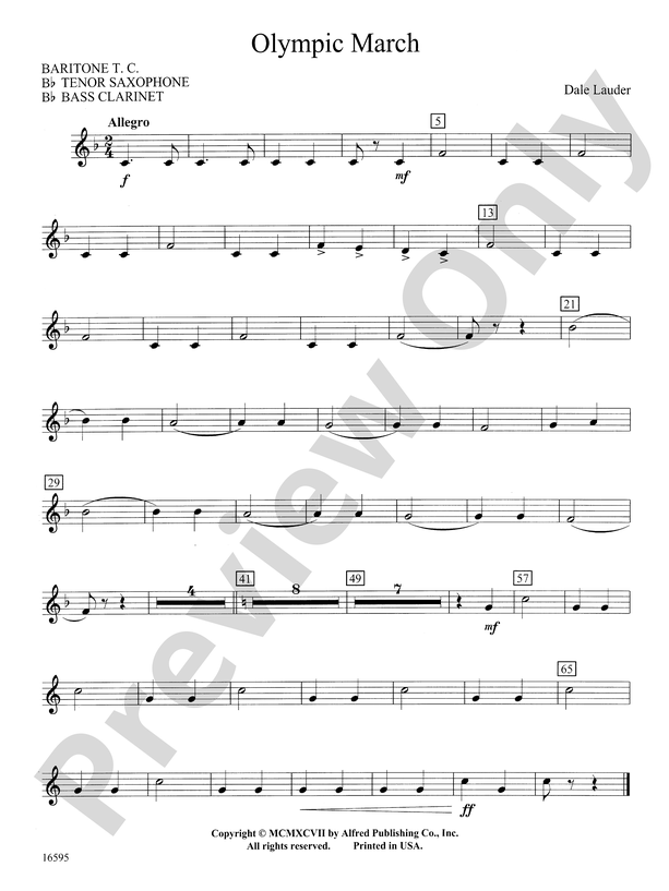 Olympic March: Baritone T.C.: Baritone T.C. Part - Digital Sheet Music ...