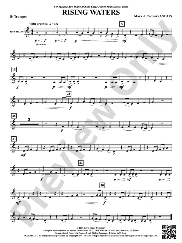 Rising Waters: 1st B-flat Trumpet: 1st B-flat Trumpet Part: Mark J ...