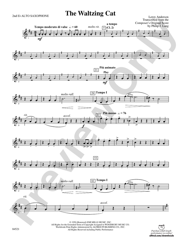 The Waltzing Cat: 2nd E-flat Alto Saxophone: 2nd E-flat Alto Saxophone ...