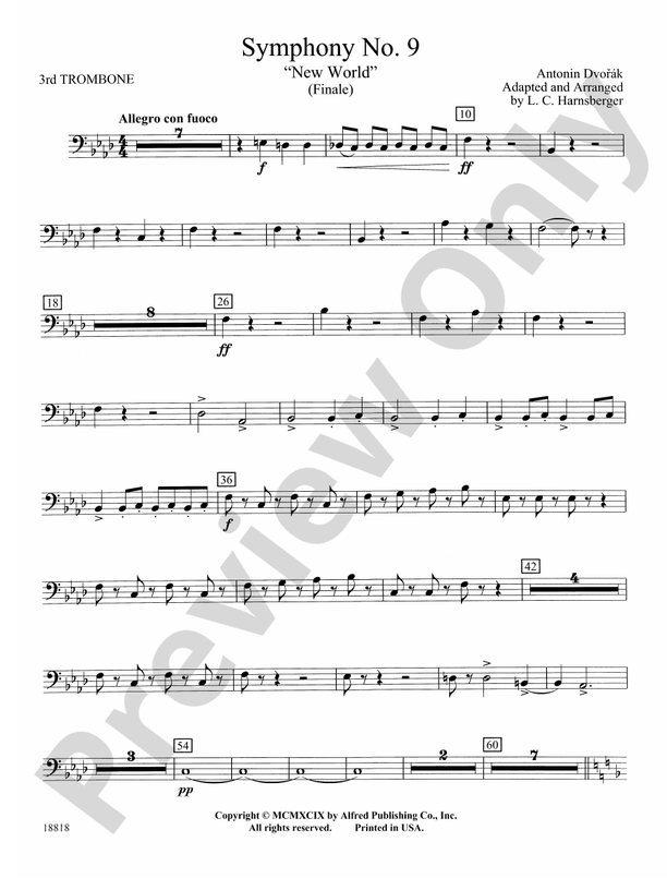 Symphony No. 9 "New World", Finale: 3rd Trombone: 3rd Trombone Part - Digital Sheet Music Download